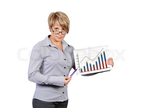 kvinde og cirkeldiagram stock foto colourbox