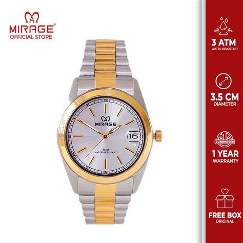 Jual Mirage Jam Tangan Wanita Silver Gold Analog Anti Karat Miragewatch TS 195 M Original