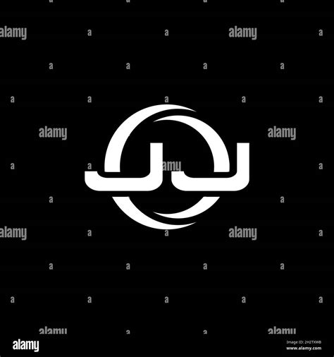 Jj Monogram Logo Letter With Simple Shape And Circle Rounded Design Template Isolated On Black