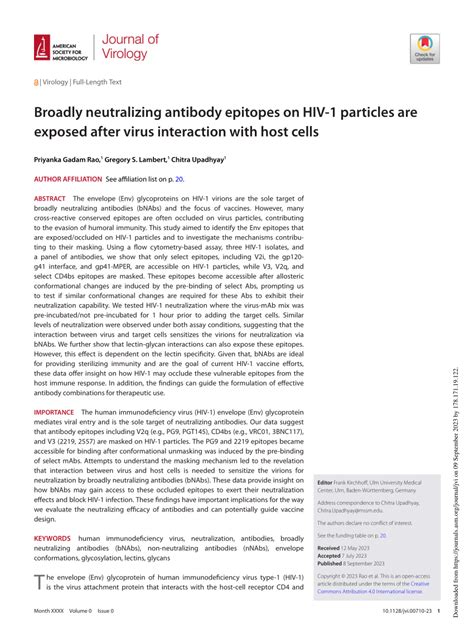 Pdf Broadly Neutralizing Antibody Epitopes On Hiv 1 Particles Are