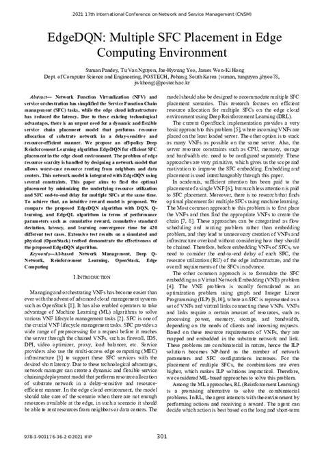 Pdf Edgedqn Multiple Sfc Placement In Edge Computing Environment