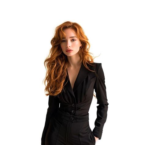 Premium Photo Woman In Black Suit Posing For Picture