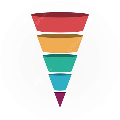 vector illustration of five step funnel diagram template step