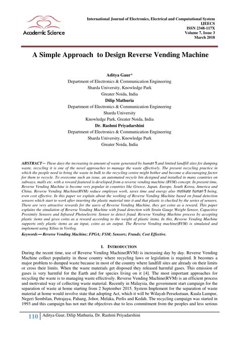 PDF A Simple Approach To Design Reverse Vending Machine