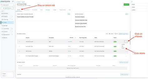 how to add edit or delete recurring charges on a lease