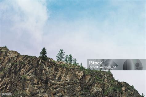 바위 능선 산 경사면 및 숲으로 덮인 절벽의 실루엣 산악 계곡에서 여름 산책 0명에 대한 스톡 사진 및 기타 이미지 0명
