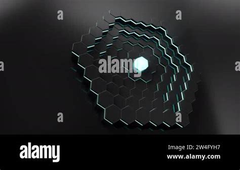 Animation Abstract Futuristic Hexagons Moving Up Down Polygon Surface