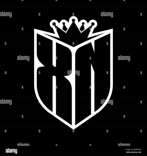 Xn Letter Bold Monogram With Shield Shape And Sharp Crown Inside Shield