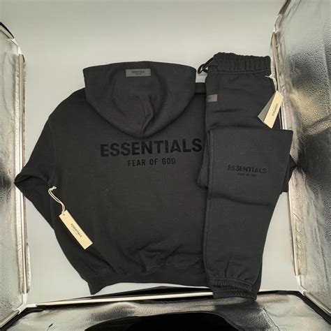 Fog Fear Of God Essentials Ss22 Tracksuit Black Depop