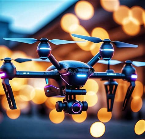 Fpv Drone With Camera In Flight Stock Illustration Illustration Of
