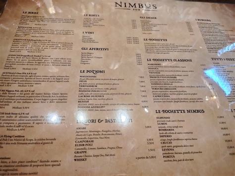 Menu Da Nimbus Pub Vicenza