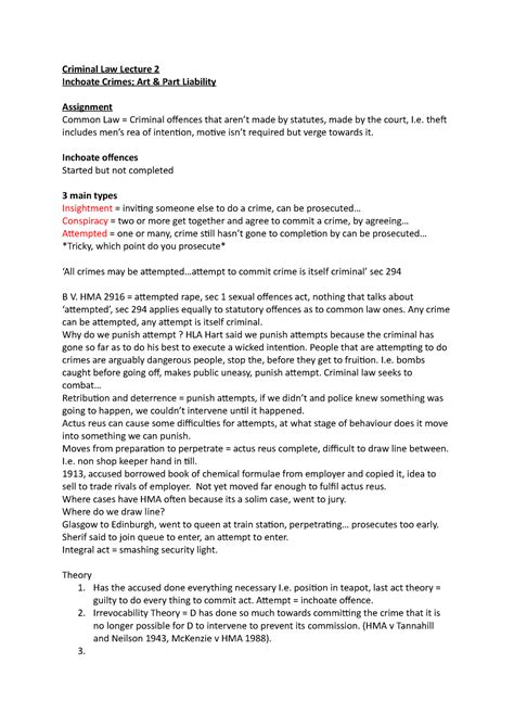 Lec 2 Criminal Law Lecture Notes For Studying Criminal Law Lecture