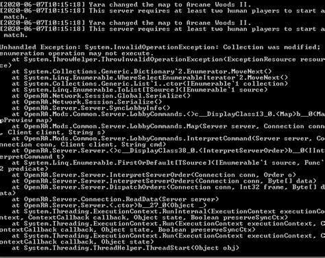Collection Was Modified Server Crash · Issue 18253 · Openraopenra