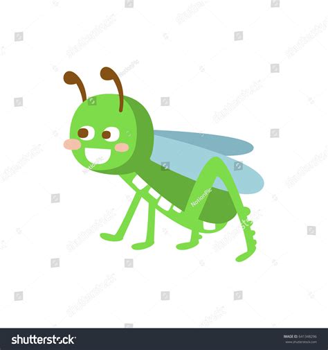 Cartoon Smiling Grasshopper Colorful Character Vector Stock Vector