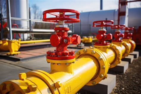 Pipeline Valves Gas Transportation With Gas Or Pipeline Valves Stock