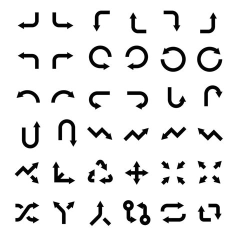 Directional Arrows Set Set Of Black Arrows Isolated On White Arrow Icon Set Arrows Collection