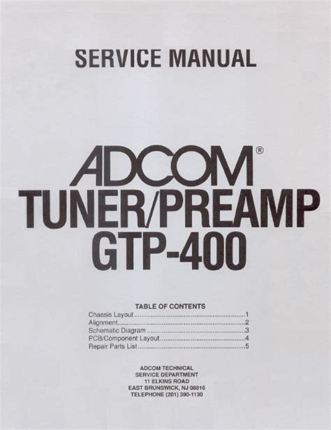 Adcom Gtp 400 Tuner Preamp Service Manual Electronic Service Manuals Adcom Gtp 400 Tuner Preamp Service Manual Electronic Service Manuals