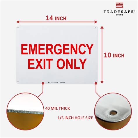 Emergency Exit Only Sign Aluminum Exit Sign Tradesafe