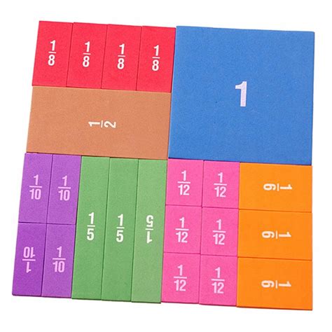 Fraction Tiles 22 Pieces Rainbow Mathematics Manipulation For