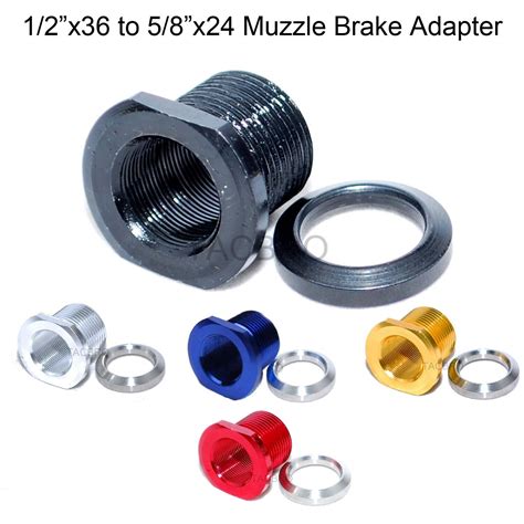Aluminum Muzzle Thread Adapter Convert 1 2x36 To 5 8x24 With Crush Washer Ebay