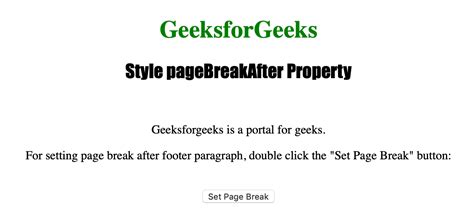 HTML DOM 样式 pageBreakAfter 属性 码农参考