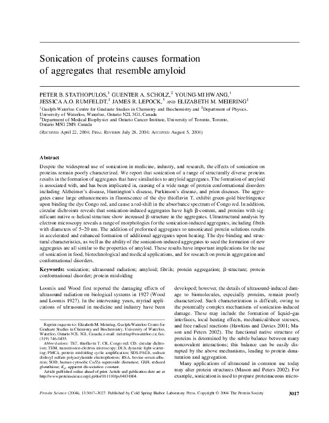 Pdf Sonication Of Proteins Causes Formation Of Aggregates That