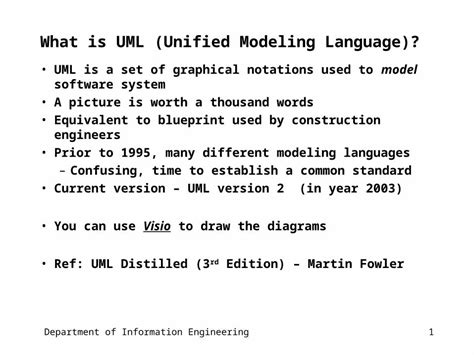 Ppt Department Of Information Engineering 351 What Is Uml Unified Modeling Language Uml Is