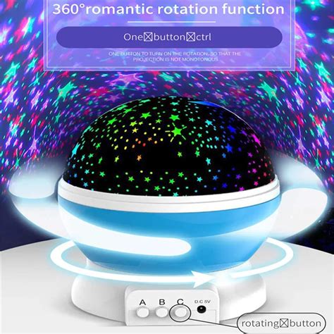 Ночник светильник с голубой звездой яркая Ночная лампа для детей вращающаяся романтическая