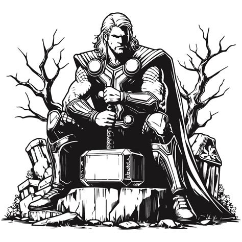 Free Thor Hammer Svg Black And White Svg Vector File For Laser