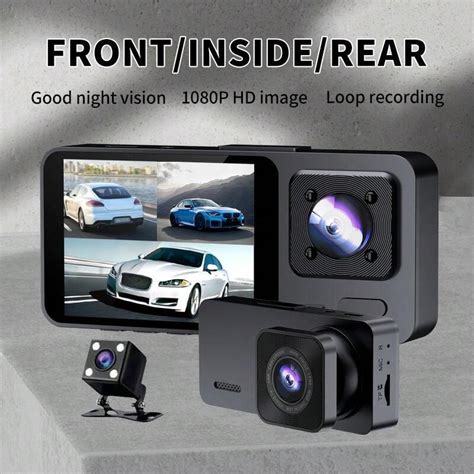 3 Channel Car DVR HD 1080P 3 Lens Inside Vehicle Dash Cam Three Way