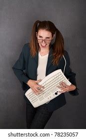 Skinny Female Nerd Plays Keyboard Like Stock Photo Shutterstock