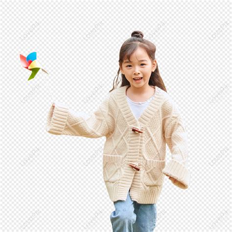바람개비를 가지고 노는 어린 소녀 Png 일러스트 무료 다운로드 Lovepik