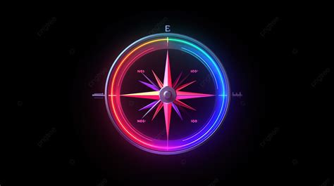 어두운 빛나는 기호 Ui Ux 인터페이스에 대한 3d 렌더링된 자기 나침반 네온 아이콘 지도 나침반 나침반 북쪽 화살표