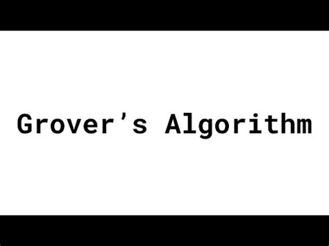Grover S Algorithm YouTube