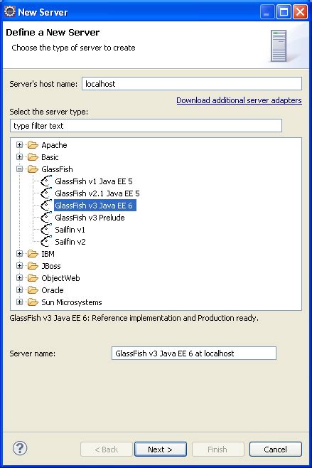 Eclipse Glassfish Web Servers Are Visible In The New Server Page That Are Ready To Be Used