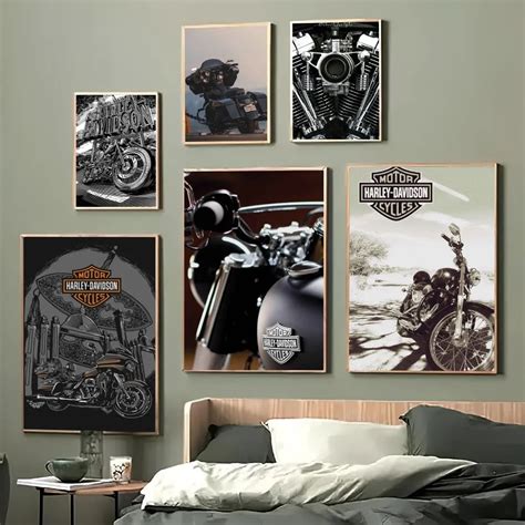 Papel De P Ster De Impresi N Retro Negro Para Motocicleta Harley