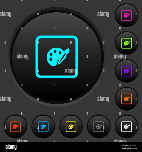 adjust object color dark push buttons with vivid color icons on dark