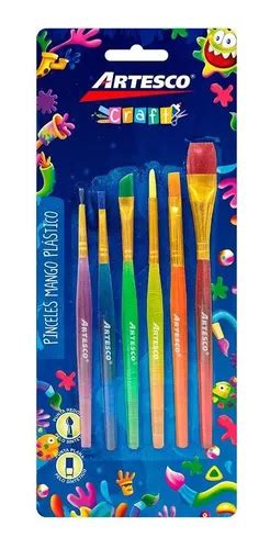 Set Pinceles Planos Nylon Artesco Mango Plastico Pack X 6 30 Cuotas