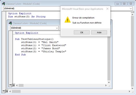 VBA Déclarer Dim Créer et Initialiser une Variable de Type Tableau Automate Excel