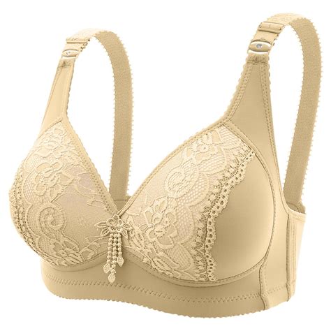 Peaskjp Womens Bras Comfortable Plus Size Womens Low Back Bra Wire Lifting Deep U Shaped Plunge