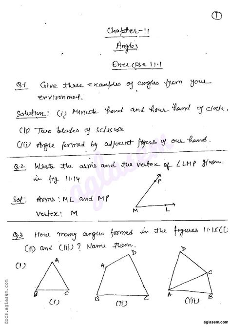 RD Sharma Solutions Class 6 Maths Chapter 11 Angles Exercise 11 1