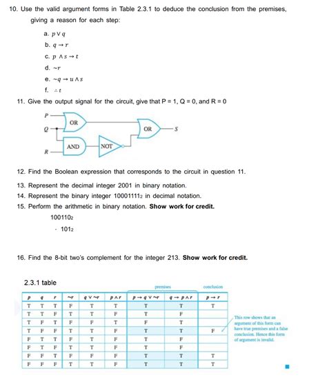 solved 10 use the valid argument forms in table 2 3 1 to
