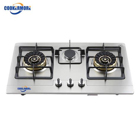 Kitchen Appliances Lpg Ng 3 Burner Cooker Stainless Steel Battery