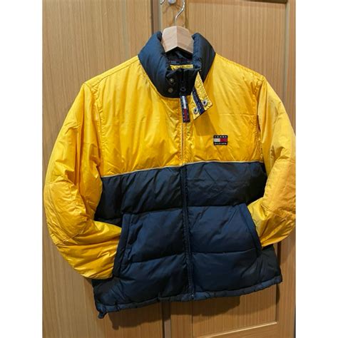 二手寒冬厚外套 黑黃色 Tommy Hilfiger 收納良好 乾淨 羽絨外套 古著 非常暖 蝦皮購物