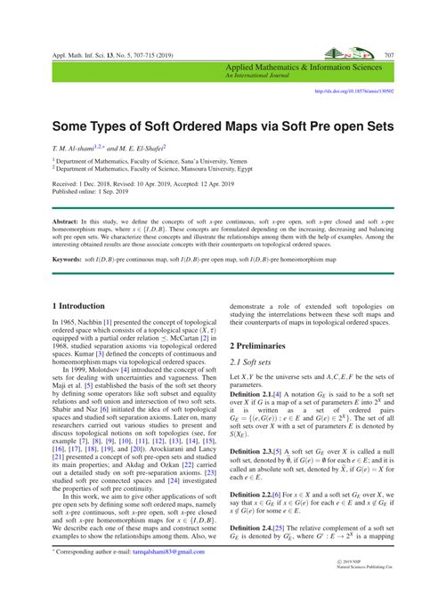 Pdf Some Types Of Soft Ordered Maps Via Soft Pre Open Sets