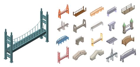 Premium Vector Bridges Icons Set Isometric Style