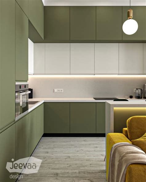 Apartment Kitchen interior | Design della cucina, Cucina verde, Cucina ...
