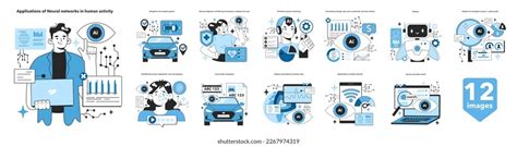 Neural Network Application Human Activity Set Stock Vector Royalty