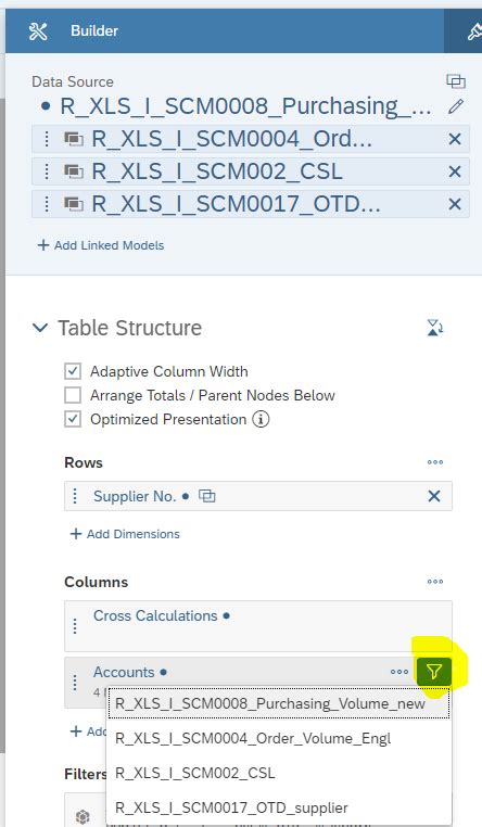 create table visual using multiple linked model an sap community