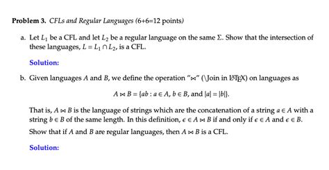 solved oblem 3 cfls and regular languages 6 6 12 points